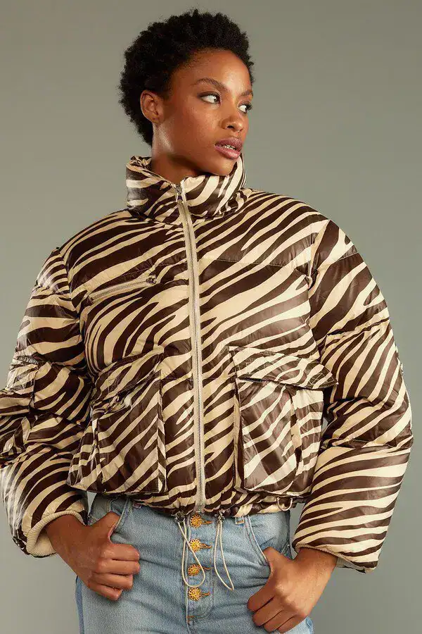 Cynthia Rowley Zebra Down Puffer Jacket - Animal Print | Editorialist